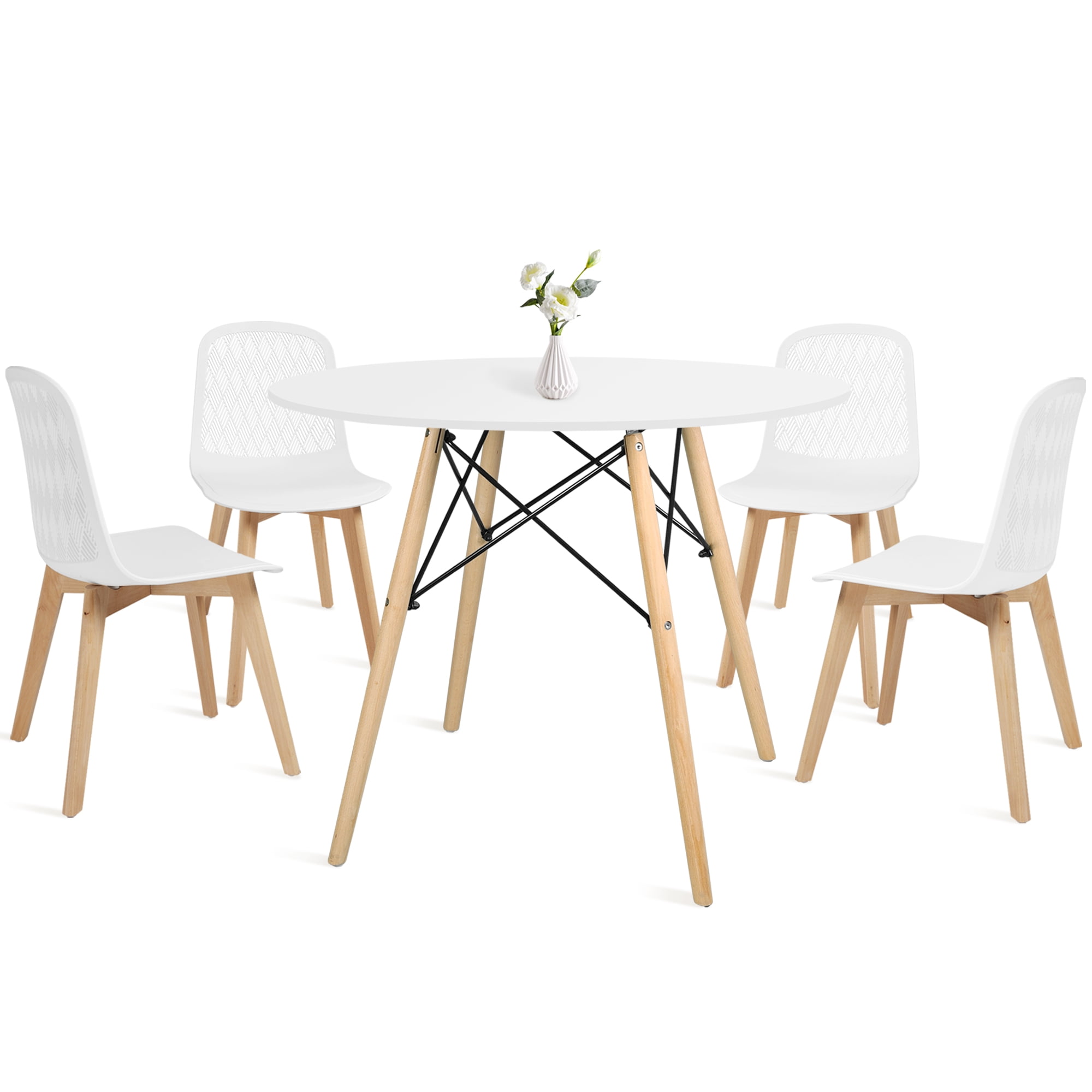 Modern Square Dining Table Set for 4 with Mid Century Modern Patio ...