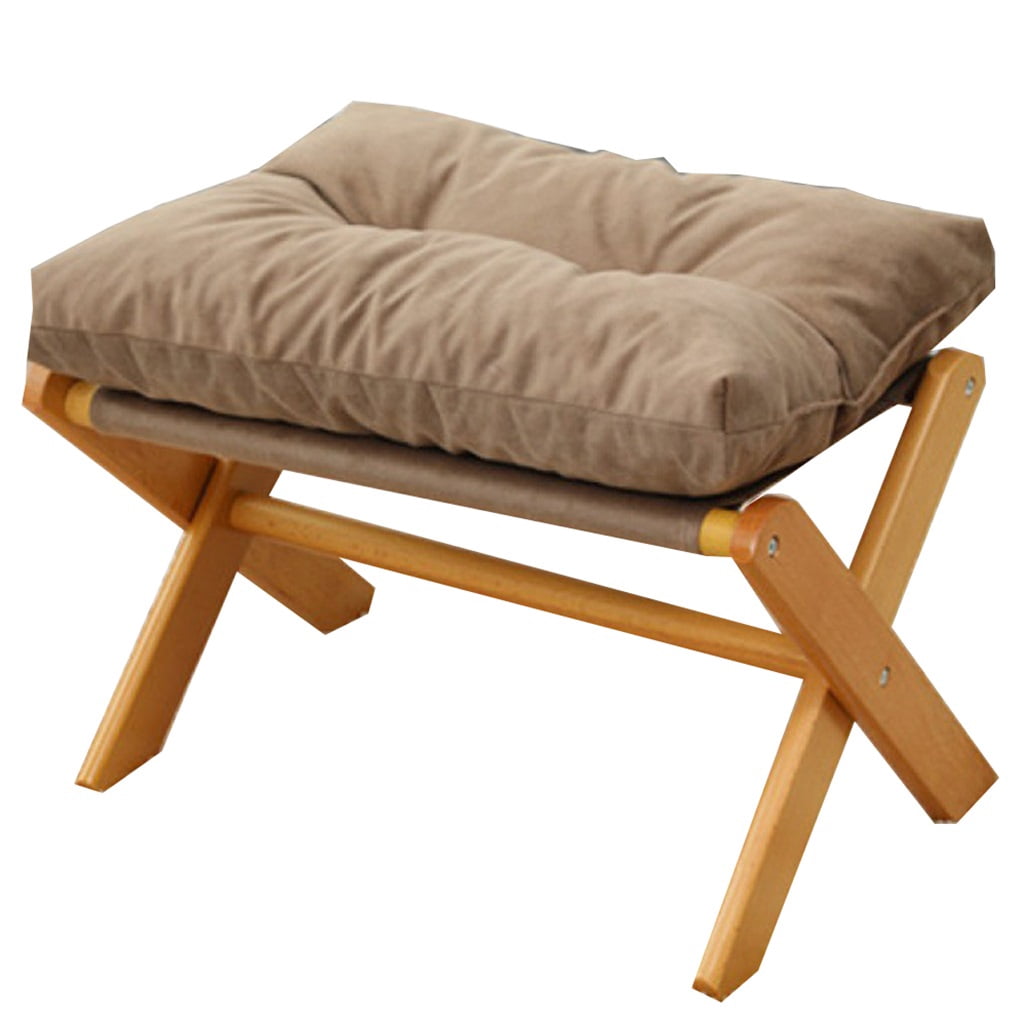 Modern Square Ottoman With Wood X Base, Ottoman For Living Room Bedroom ...