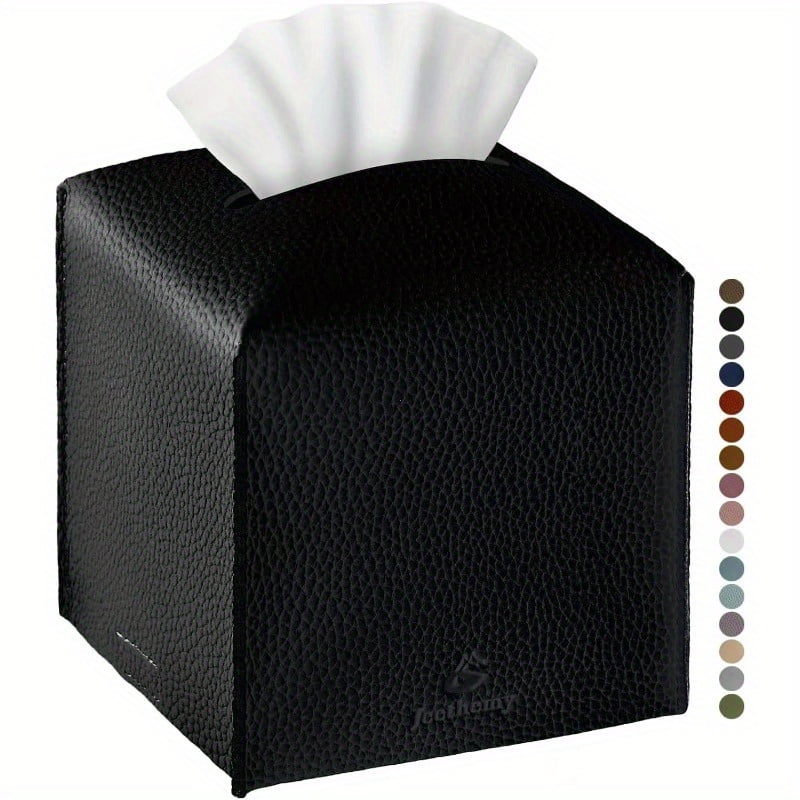Modern Square PU Leather Tissue Box Cover - Self-Adhesive No Tools ...