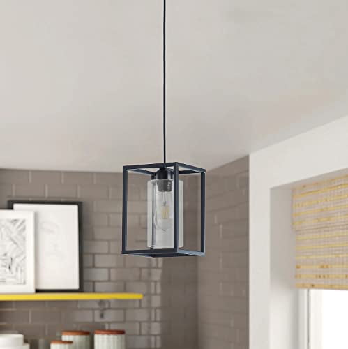 Modern Square Pendant Lighting with Cylinder Clear Glass Shade ...