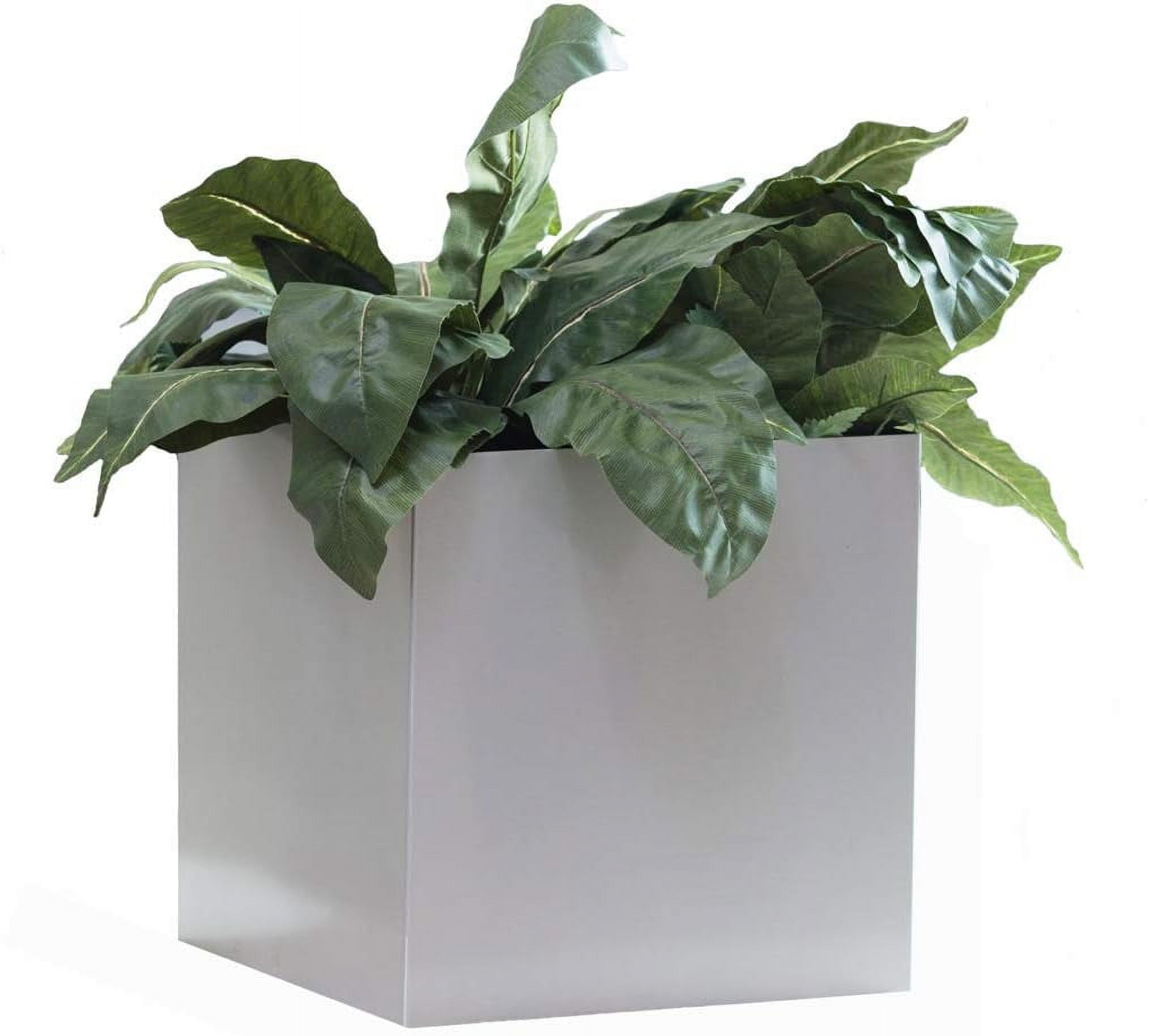 Modern Square Planter Box. Madeira Cube Planter Brushed Aluminium ...