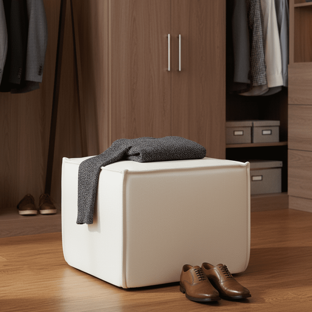 Modern Square Pouf Ottoman Footstool, 19" x 19" x 18", Multi-Functional ...