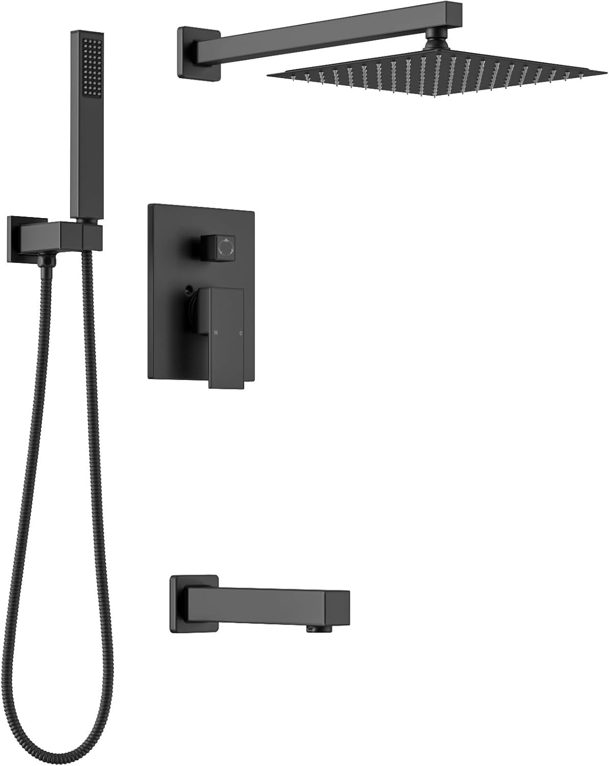 Modern Square Shower Faucet Set with Shower Head and Handheld Sprayer ...