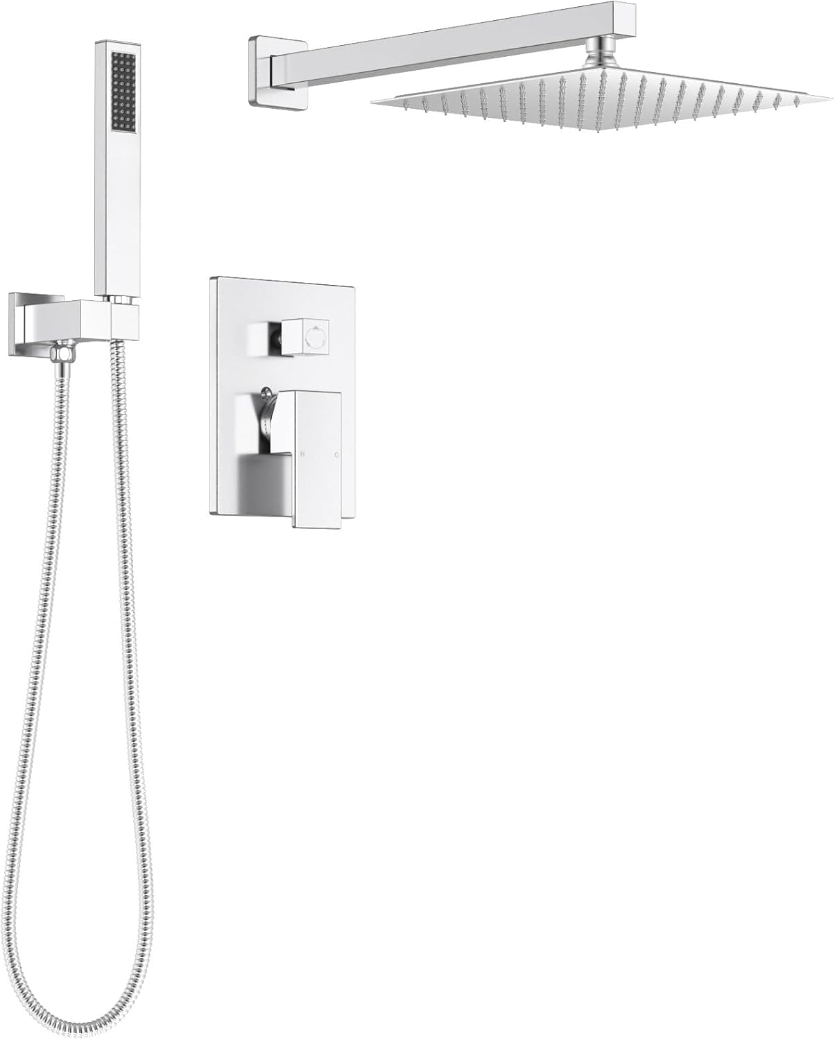 Modern Square Shower Faucet Set with Shower Head and Handheld Sprayer ...