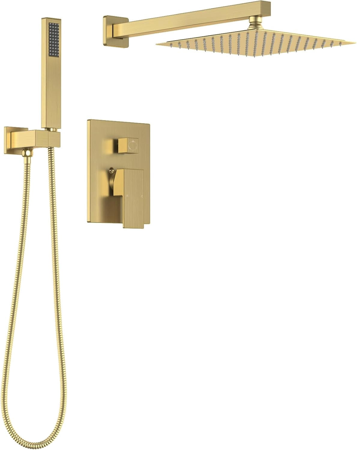 Modern Square Shower Faucet Set with Shower Head and Handheld Sprayer ...