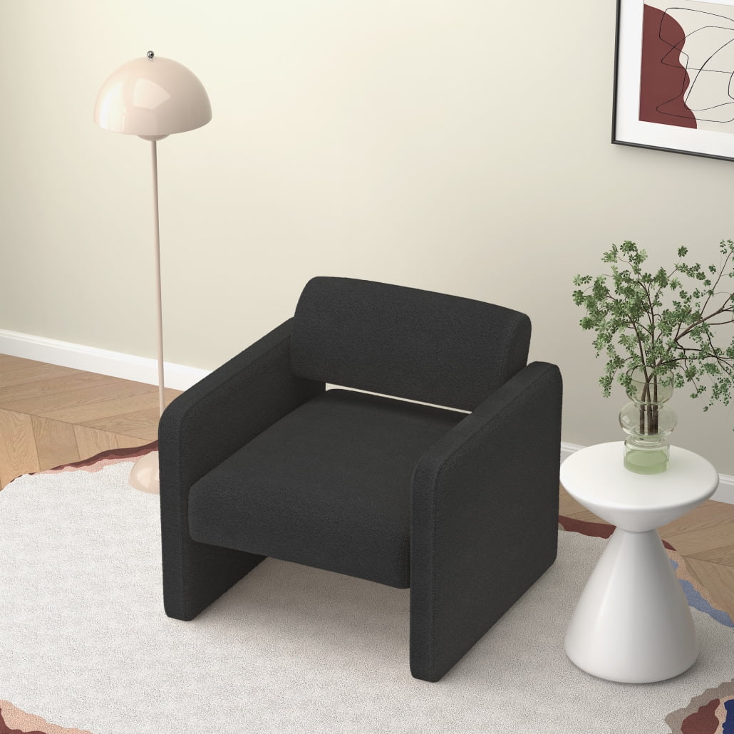 Modern Square Single Sofa Chair, Comfortable Upholstered Chair with ...