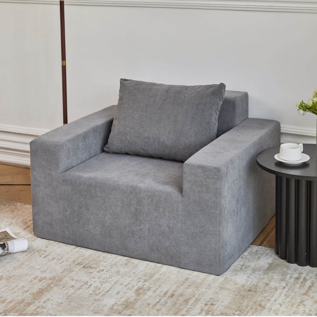 Modern Square Sofa with a Cushion, Single Foam Couch with Pillow, Bean ...