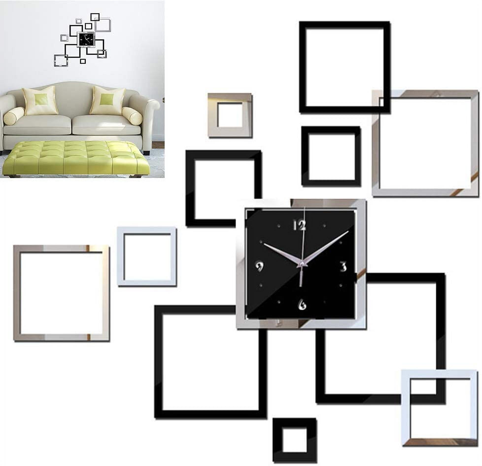 Modern Square Wall Clock - DIY 3D Sticker with Butterfly Mirror ...