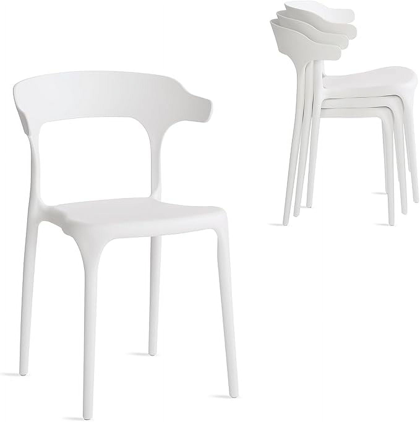 Modern Stackable Dining Chair Set, No Assembly, Plastic Chair, Patio Chair, Suitable for Indoor ...