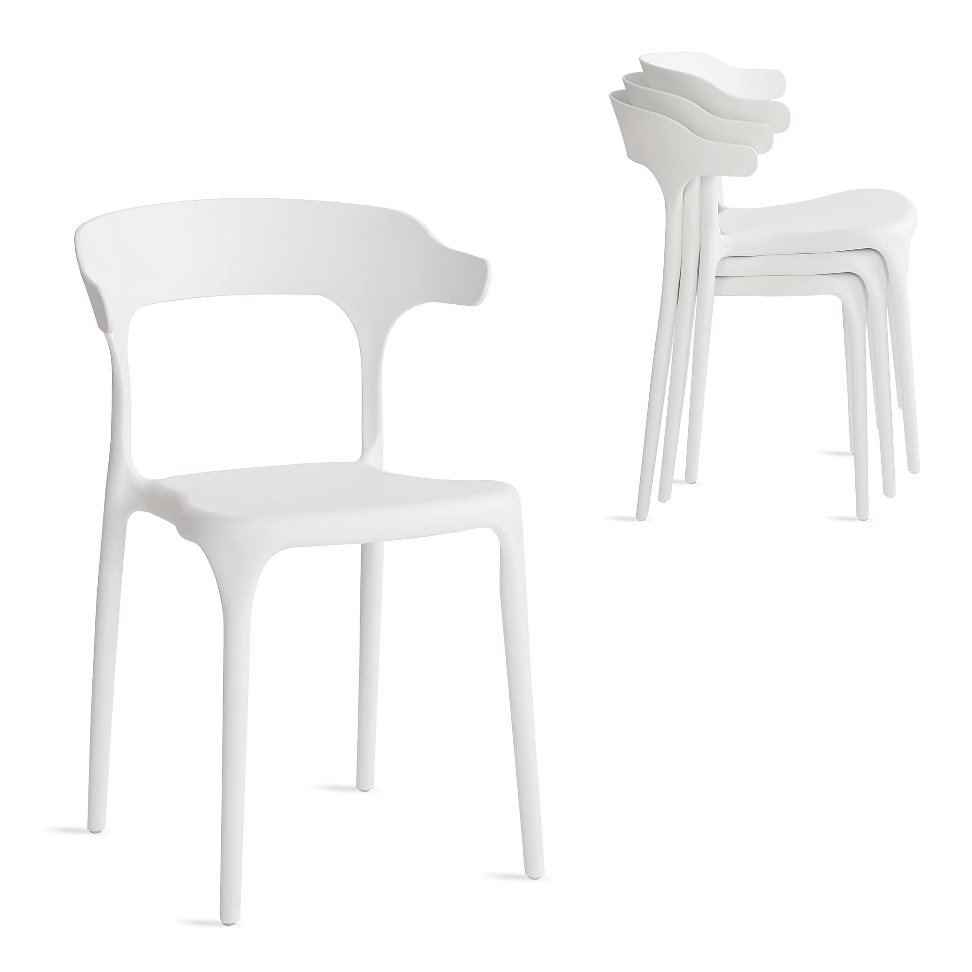 Xdeco Modern Dining Chairs Set of 4, Stackable Plastic Chair with Anti ...