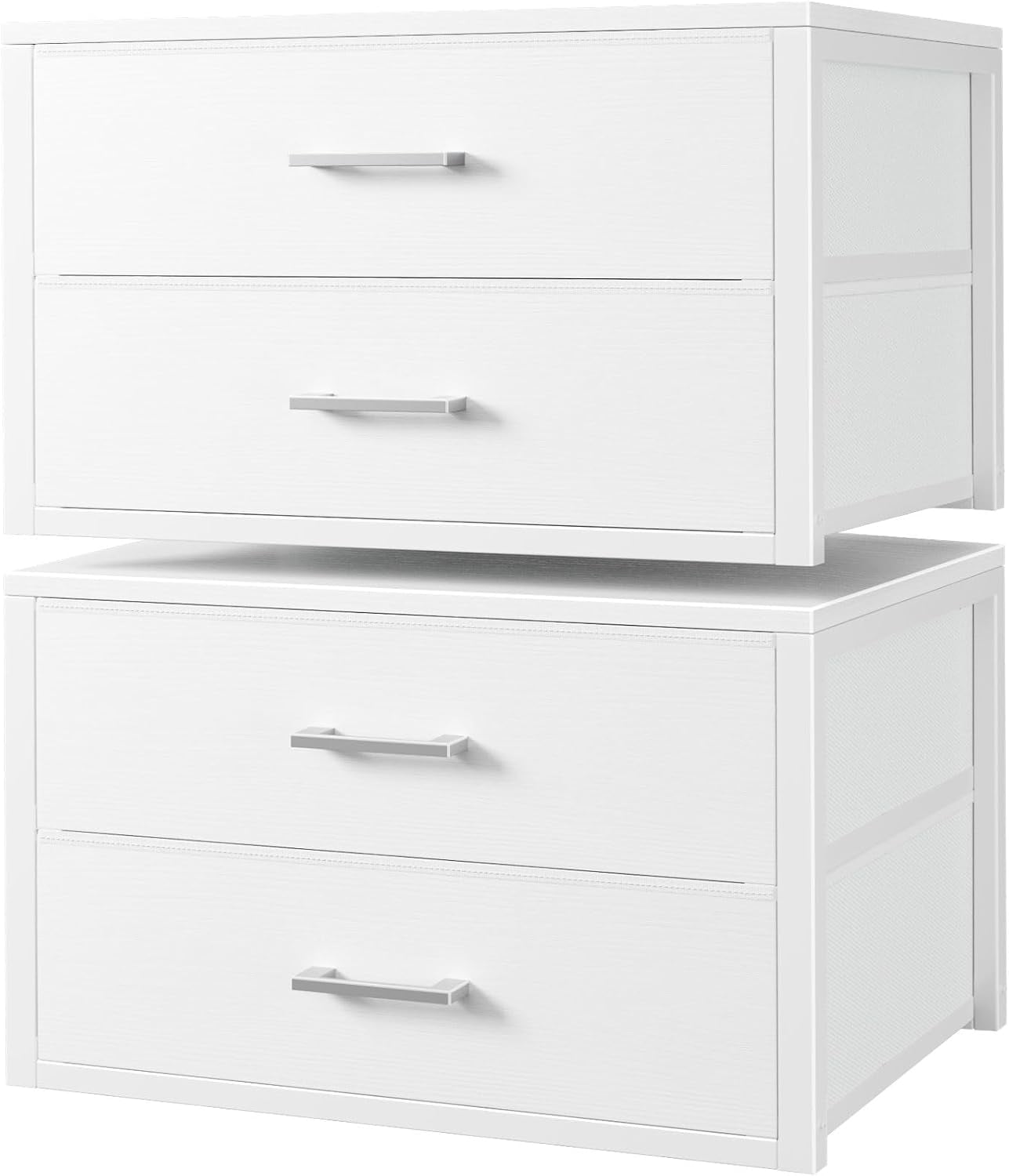Modern Stackable Storage Drawers Closet Organizers Fabric White 2 ...