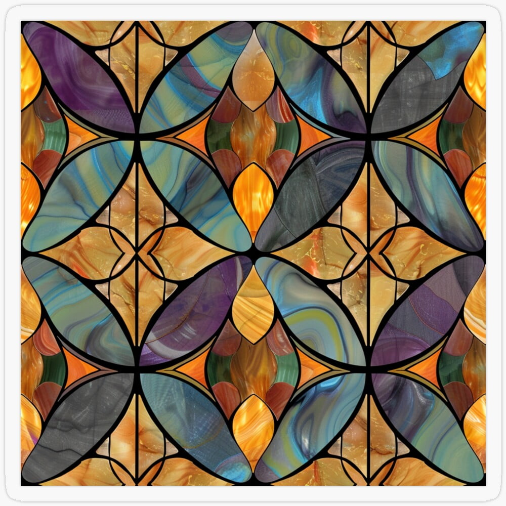 Modern Stained Glass In Colors Sticker Kir-6612 - Walmart.com