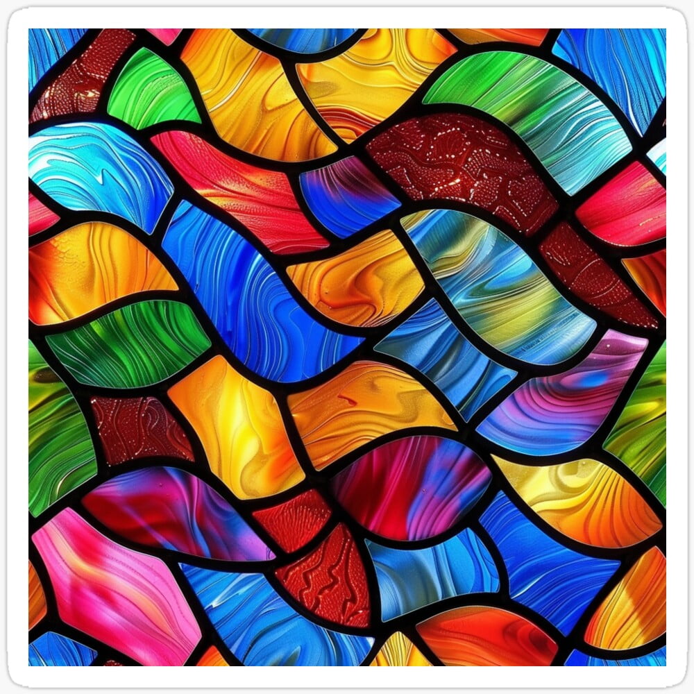 Modern Stained Glass In Colors Sticker Kir-6631 - Walmart.com