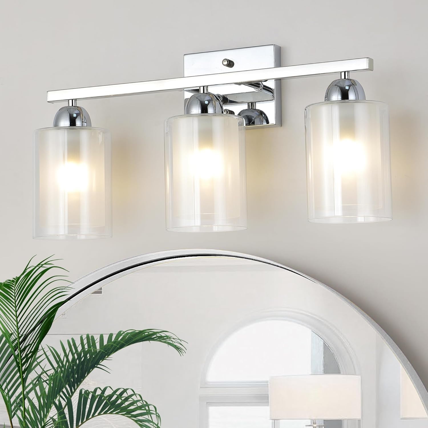 Modern Stainless Steel Bathroom Vanity Light for Mirror, 3 Light Silver ...