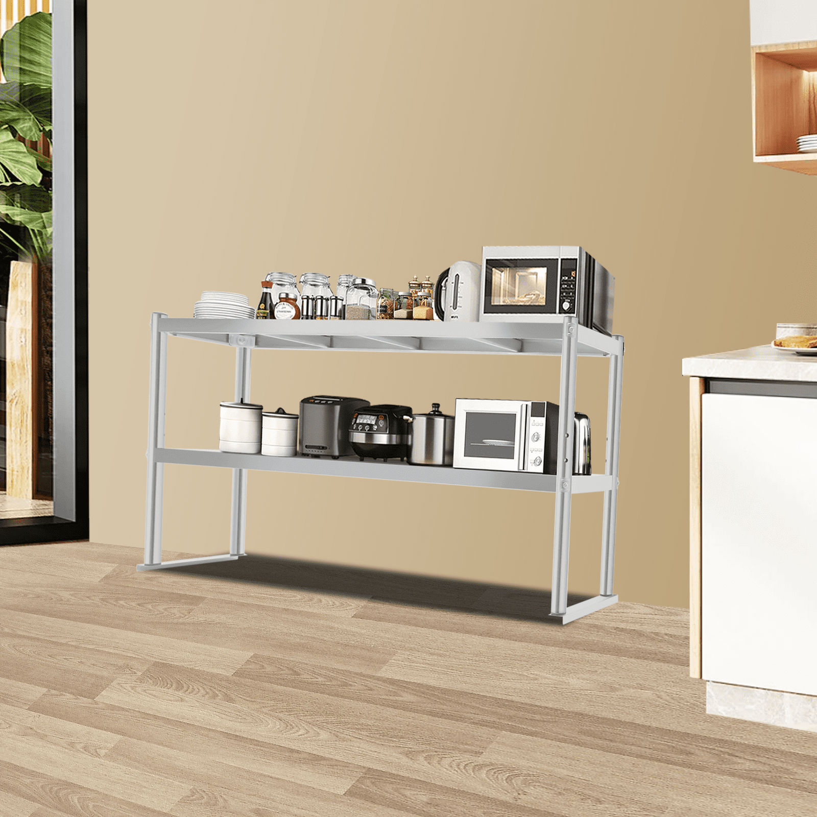 Modern Stainless Steel Commercial Work Table Overshelf Drawer Pot Rack ...