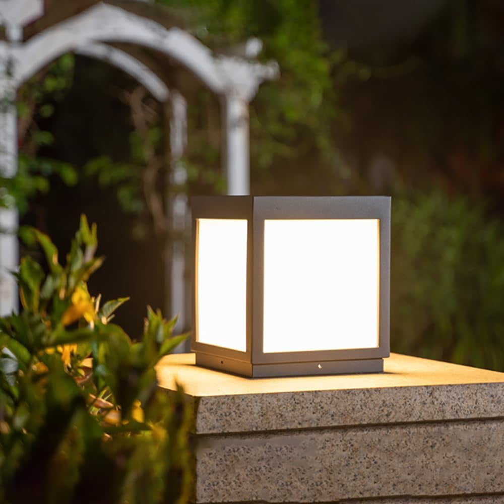 Modern Stainless Steel Post Light, LED Fence Deck Cap Light Lantern ...