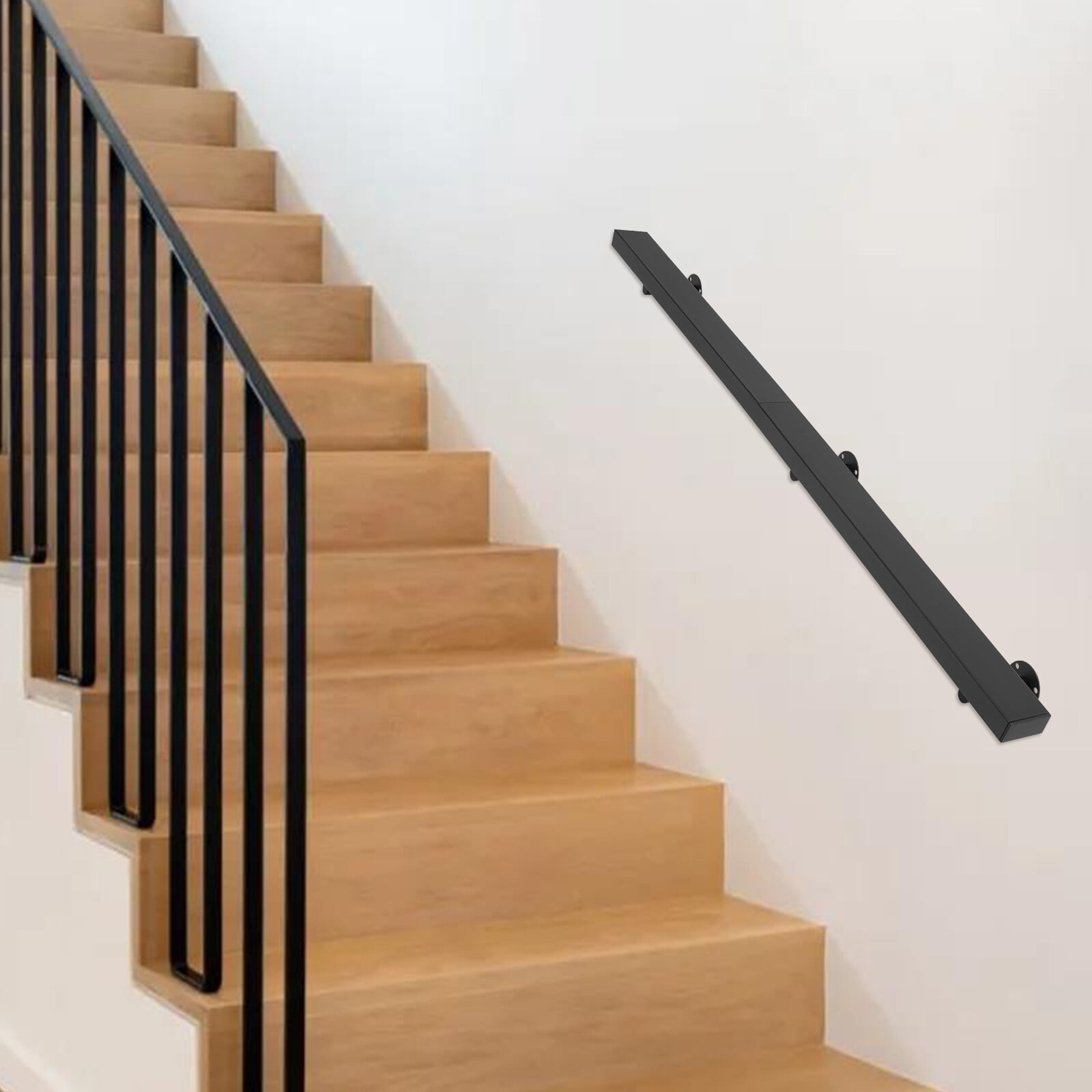Modern Stair Railing Kit Indoor&Outdoor Staircase Handrail Black ...