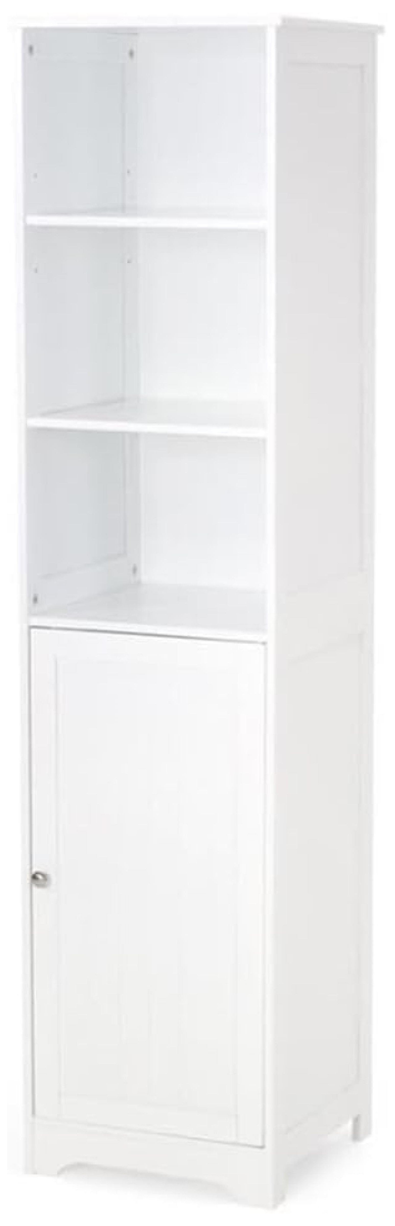 Modern Standing Bathroom Linen Tower Storage Cabinet, Matte White ...