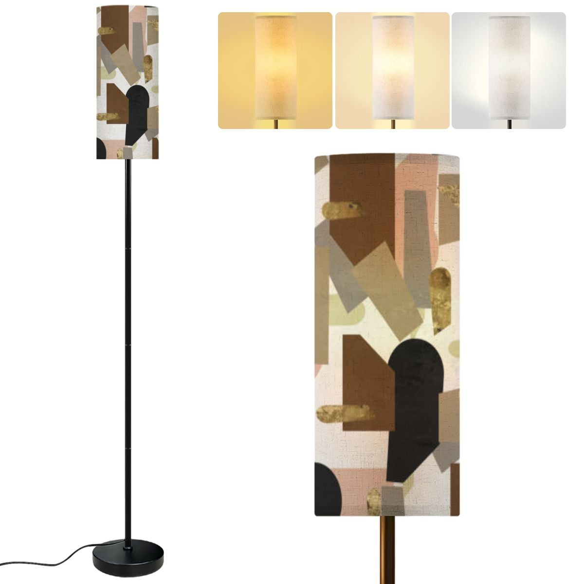 Modern Standing Floor Lamp 3d abstract geometric golden brown shapes ...