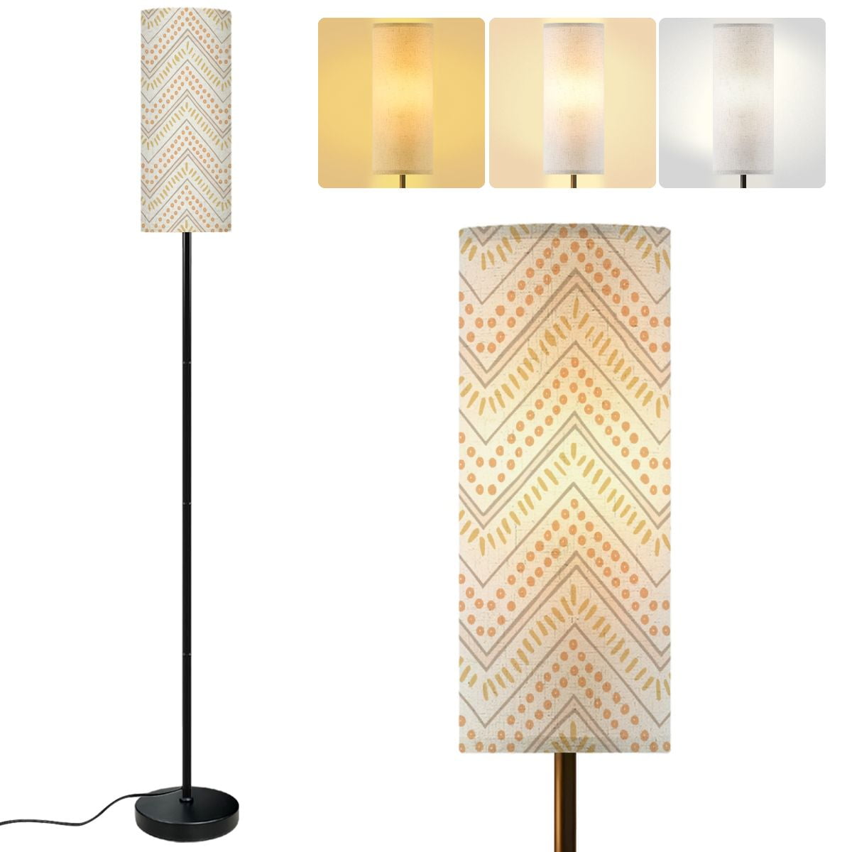 Modern Standing Floor Lamp Abstract Ikat boho style handcraft fabric ...