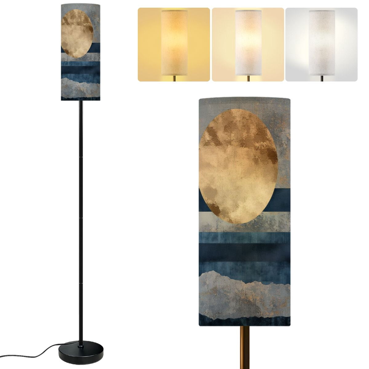 Modern Standing Floor Lamp Abstract Neutral Geometric Boho Modern Mid ...