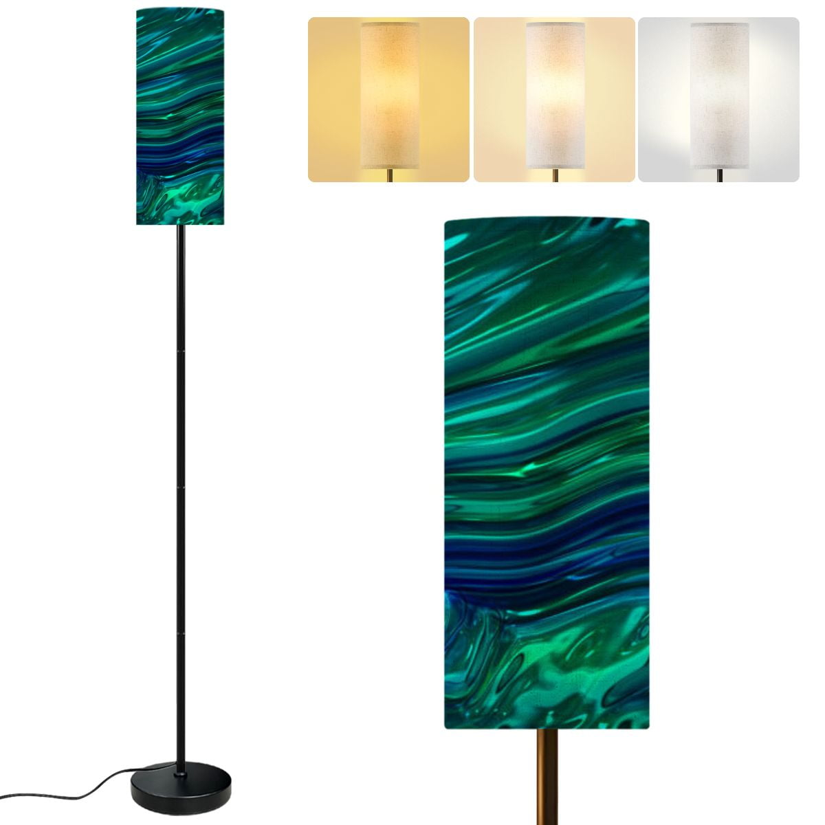 Modern Standing Floor Lamp Abstract Sea Glass Wave Blue Green Teal ...