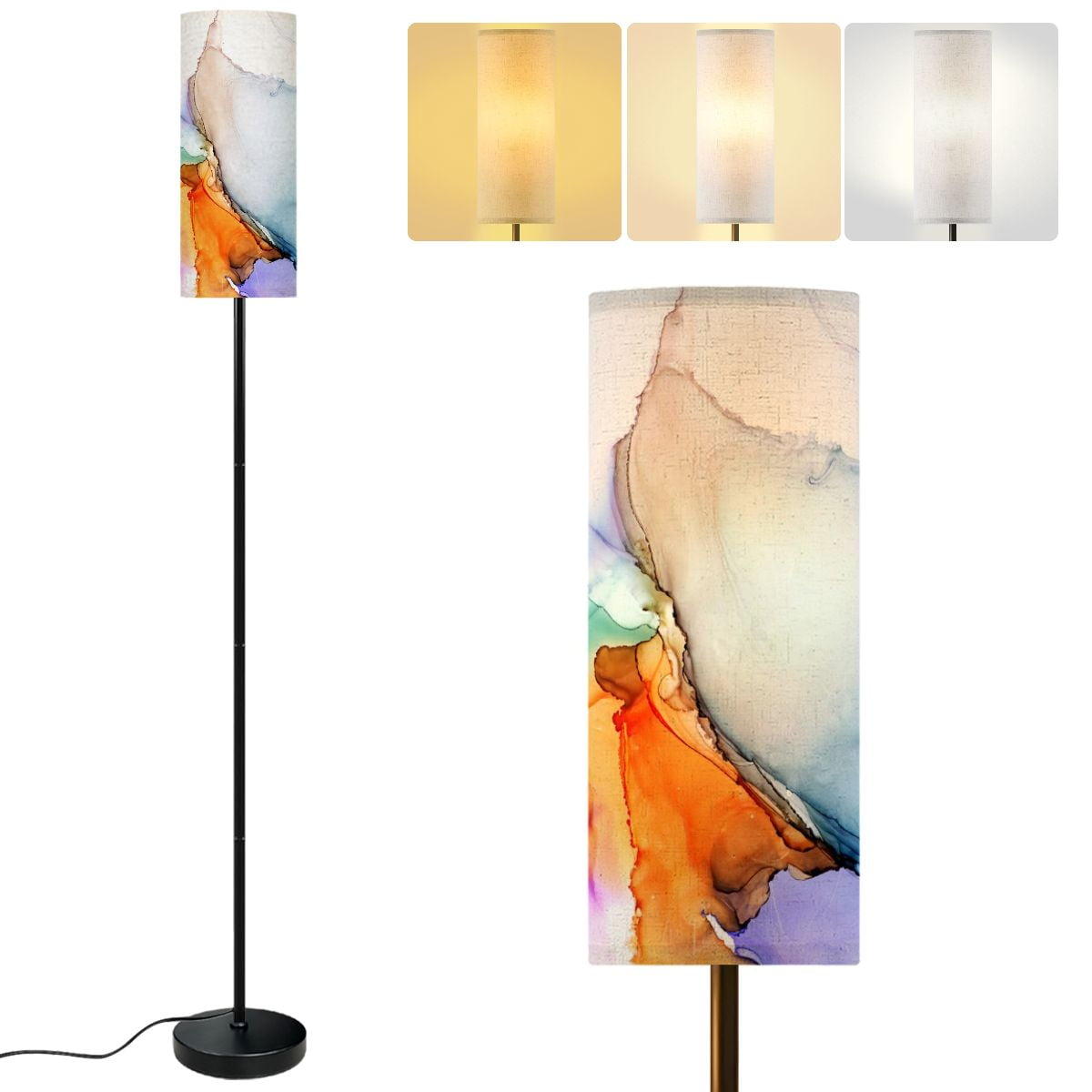 Modern Standing Floor Lamp Abstract alcohol ink technique Rainbow ...