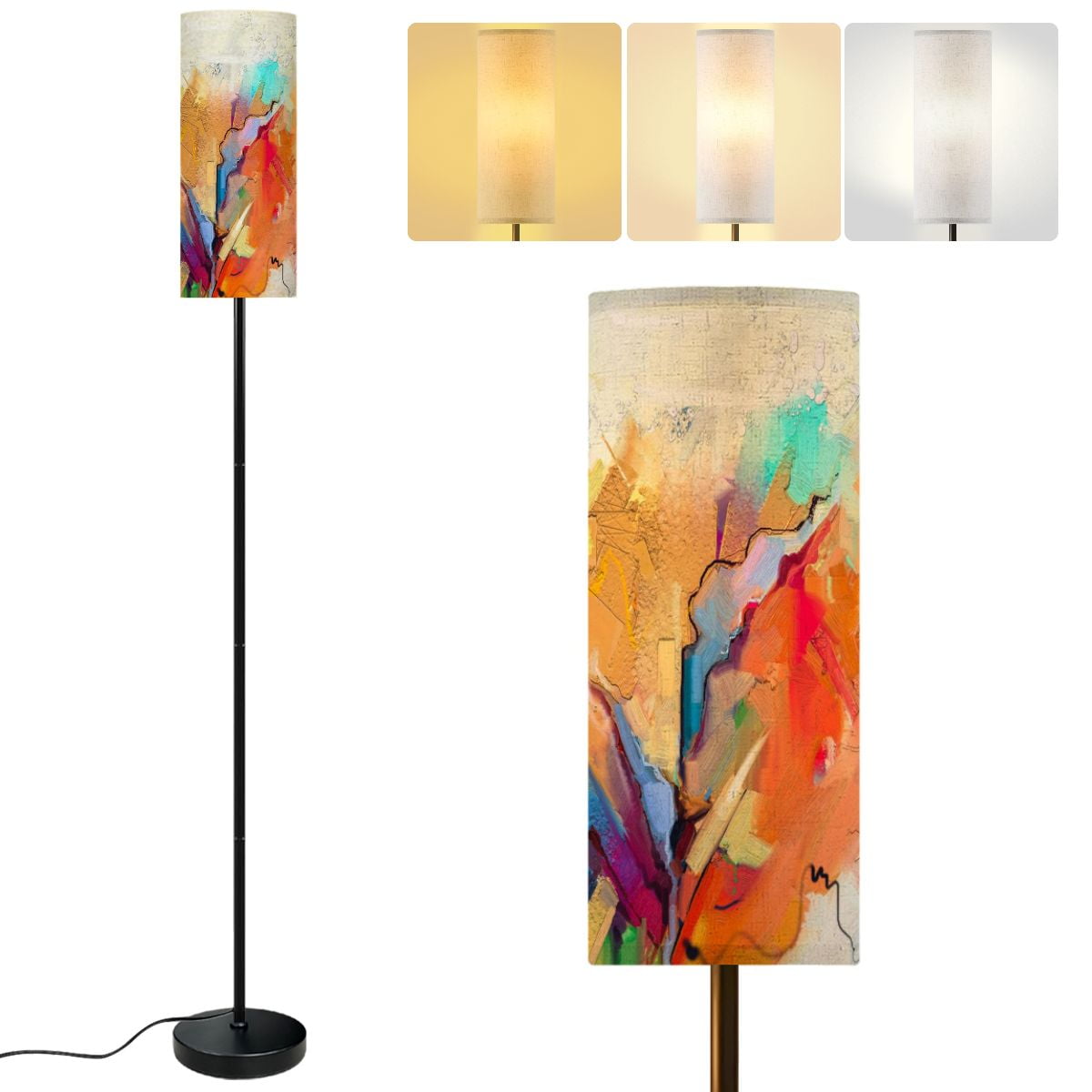 Modern Standing Floor Lamp Abstract colorful oil painting canvas ...