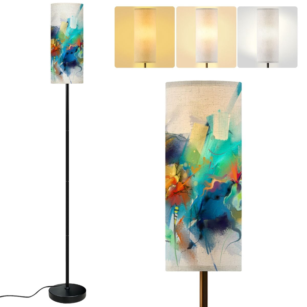 Modern Standing Floor Lamp Abstract colorful oil painting canvas ...