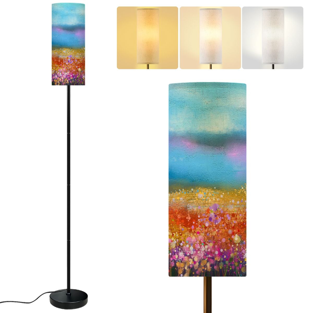 Modern Standing Floor Lamp Abstract colorful oil painting landscape ...