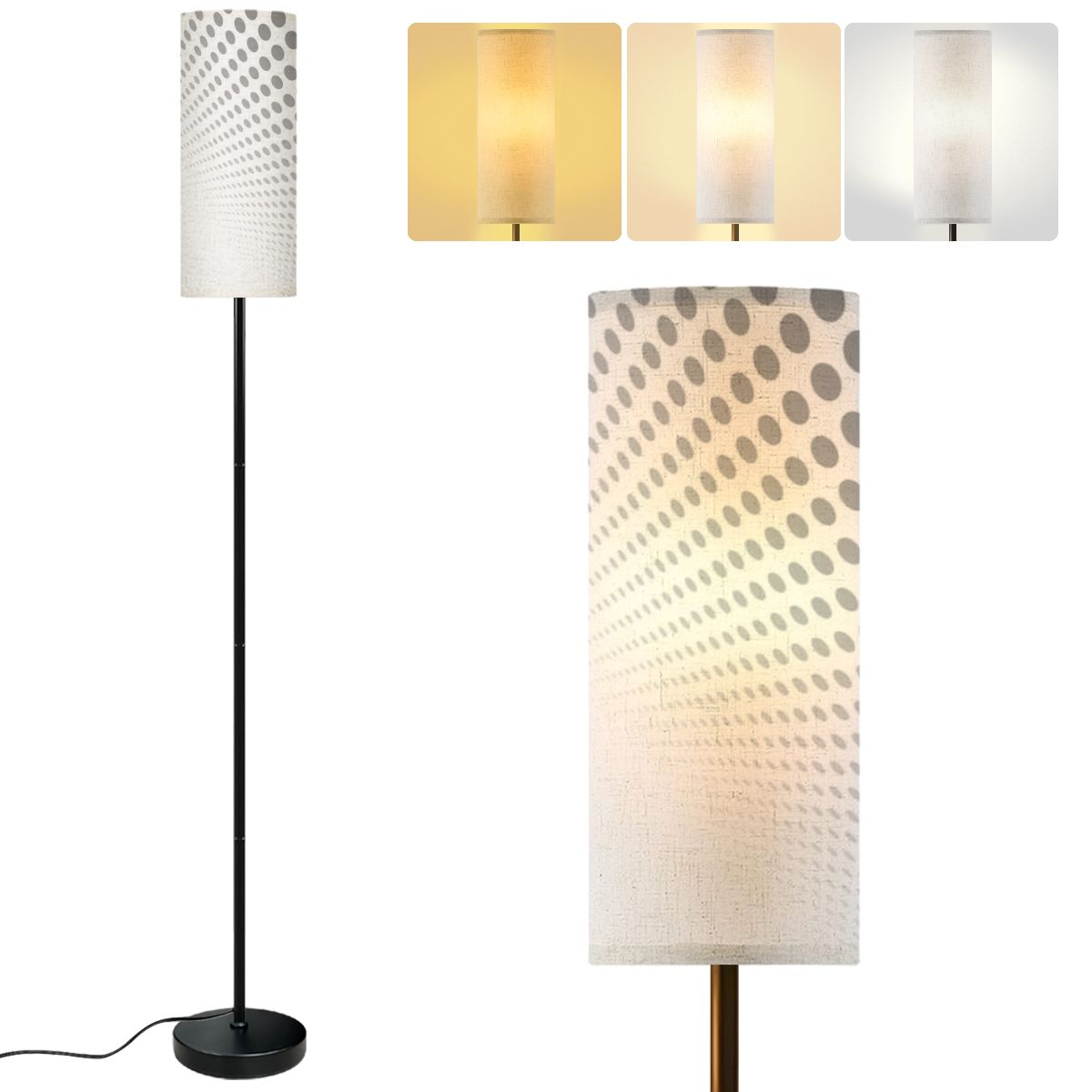 Modern Standing Floor Lamp Abstract dotted black white perspective view ...