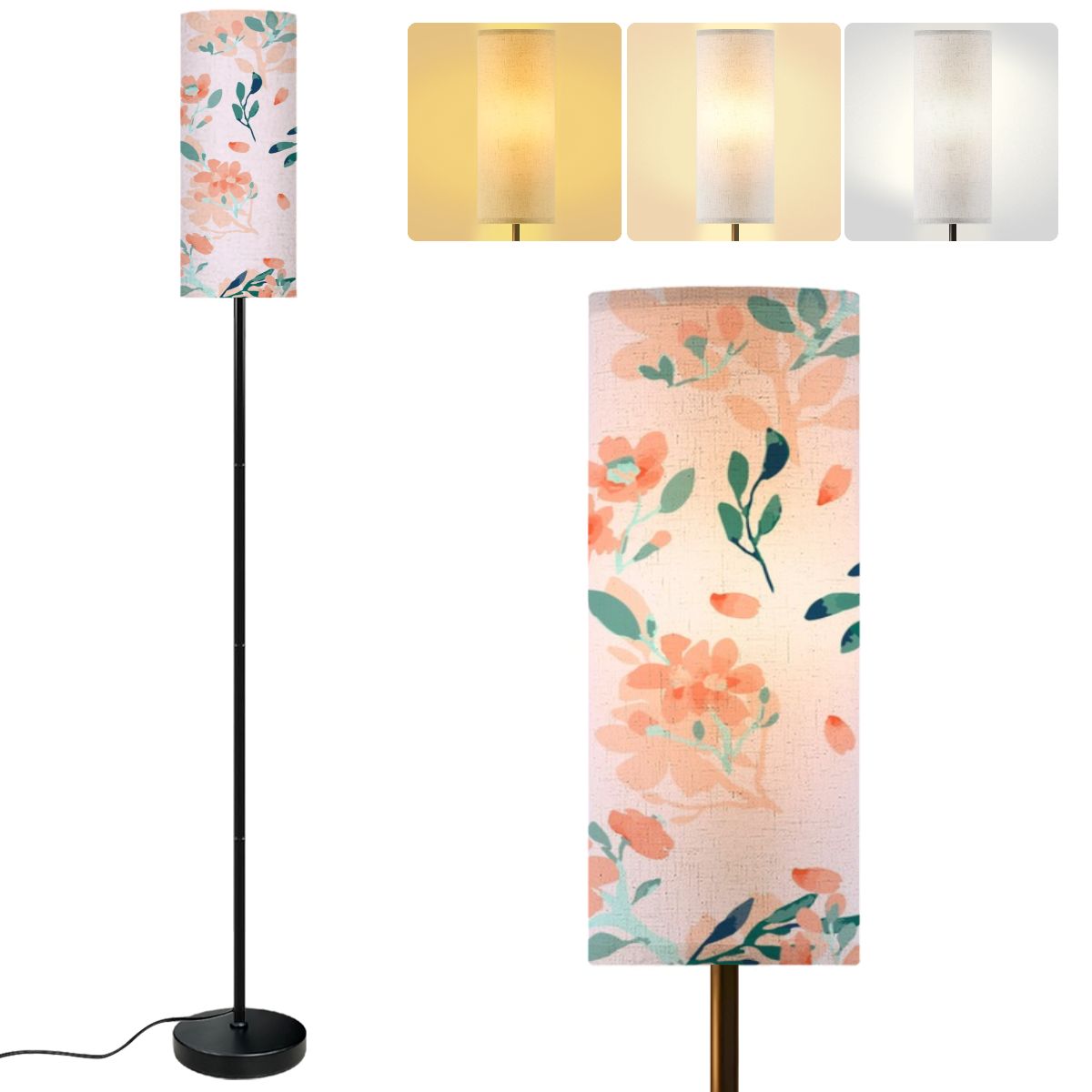 Modern Standing Floor Lamp Abstract floral seamless pattern Bright ...