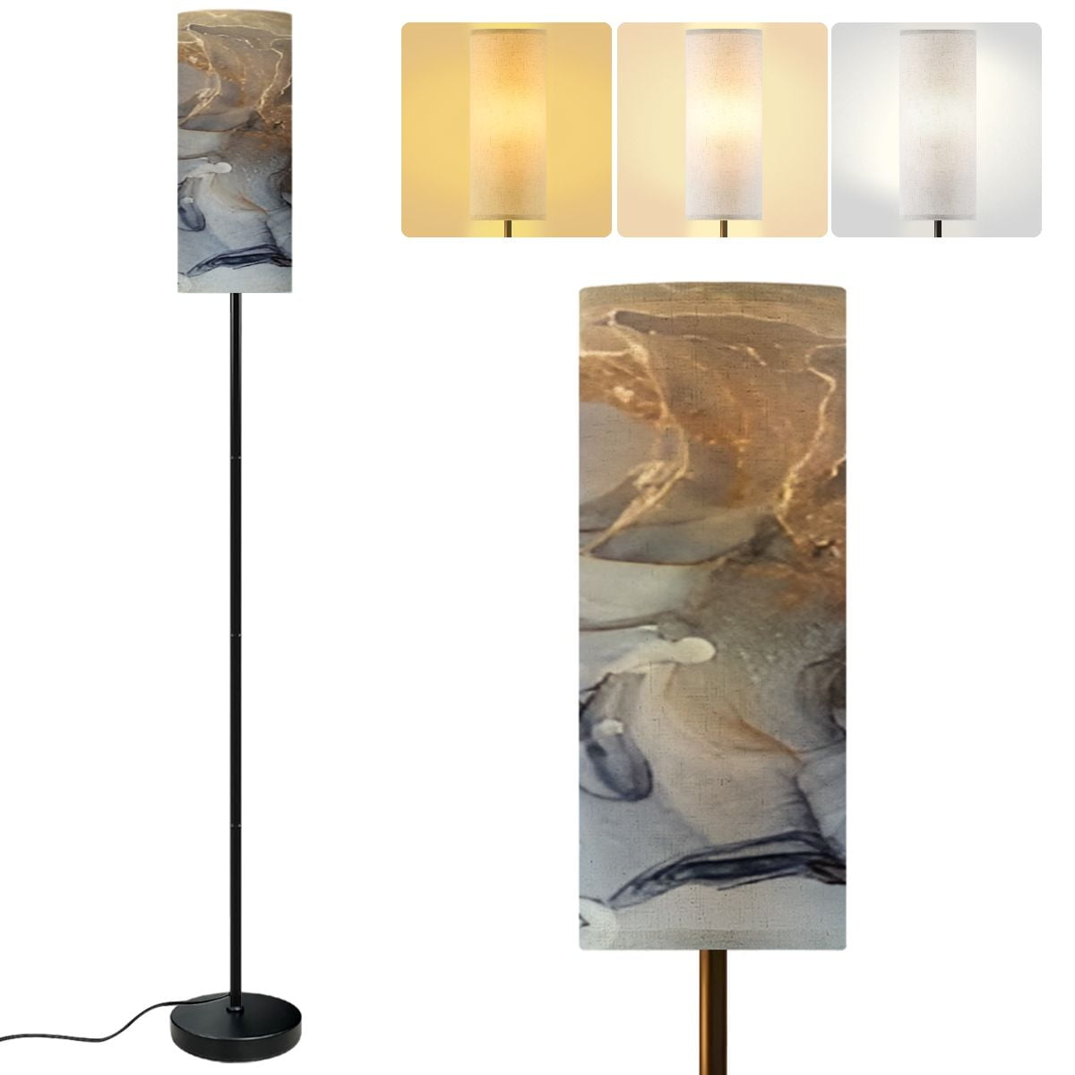 Modern Standing Floor Lamp Abstract fluid gold alcohol ink technique ...