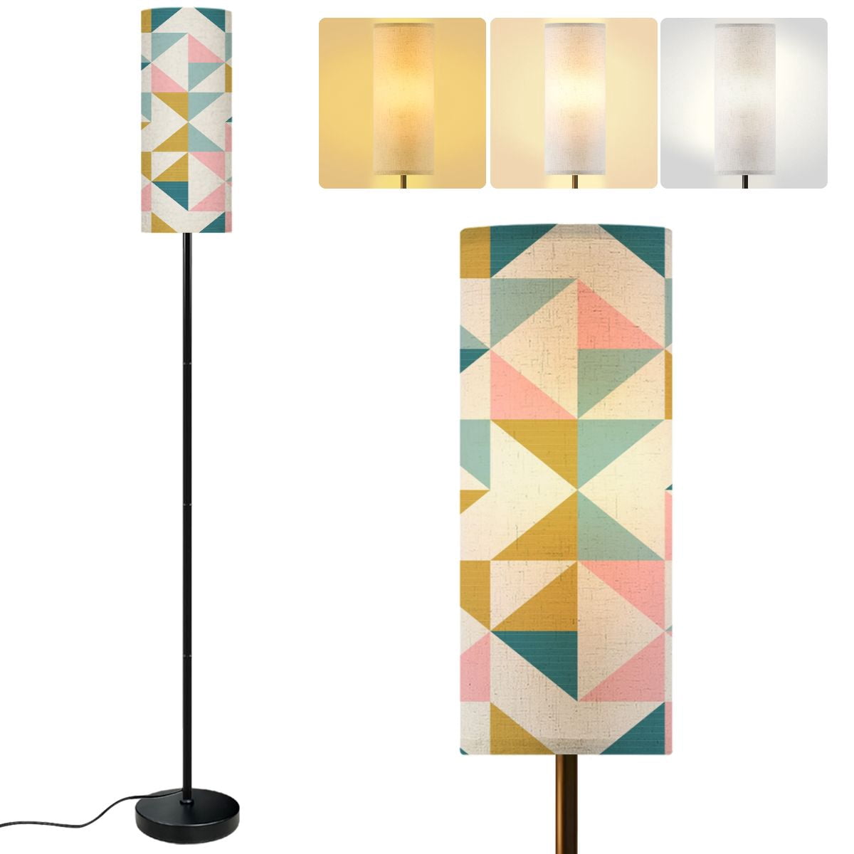Modern Standing Floor Lamp Abstract geometric diamond shapes geo print ...