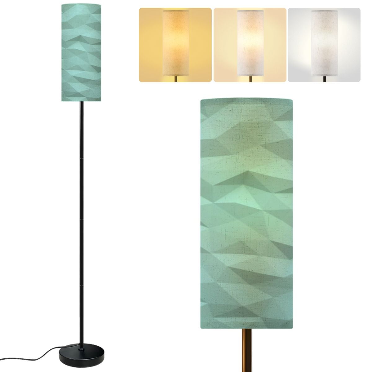 Modern Standing Floor Lamp Abstract green triangulate polygon pattern ...