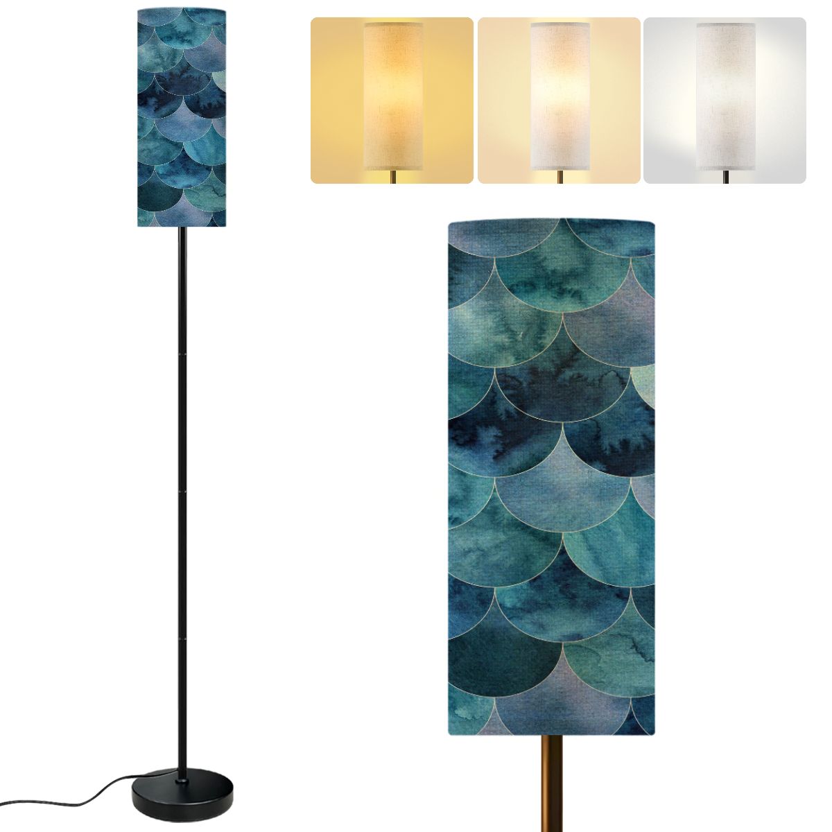 Modern Standing Floor Lamp Abstract mermaid scales seamless pattern ...