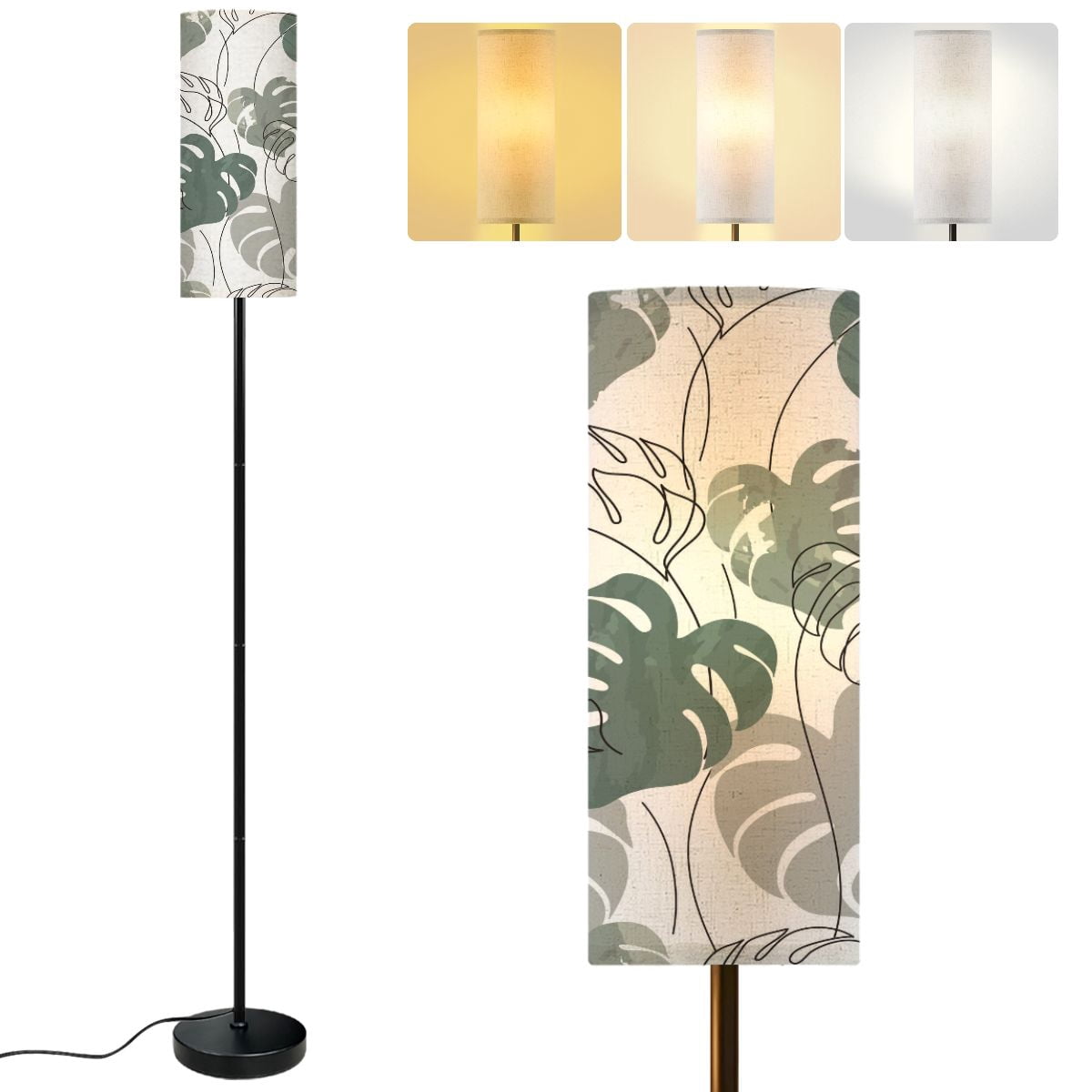 Modern Standing Floor Lamp Abstract minimal monstera leaves plant line ...