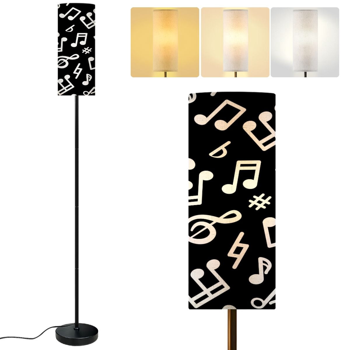 Modern Standing Floor Lamp Abstract music seamless pattern music notes ...
