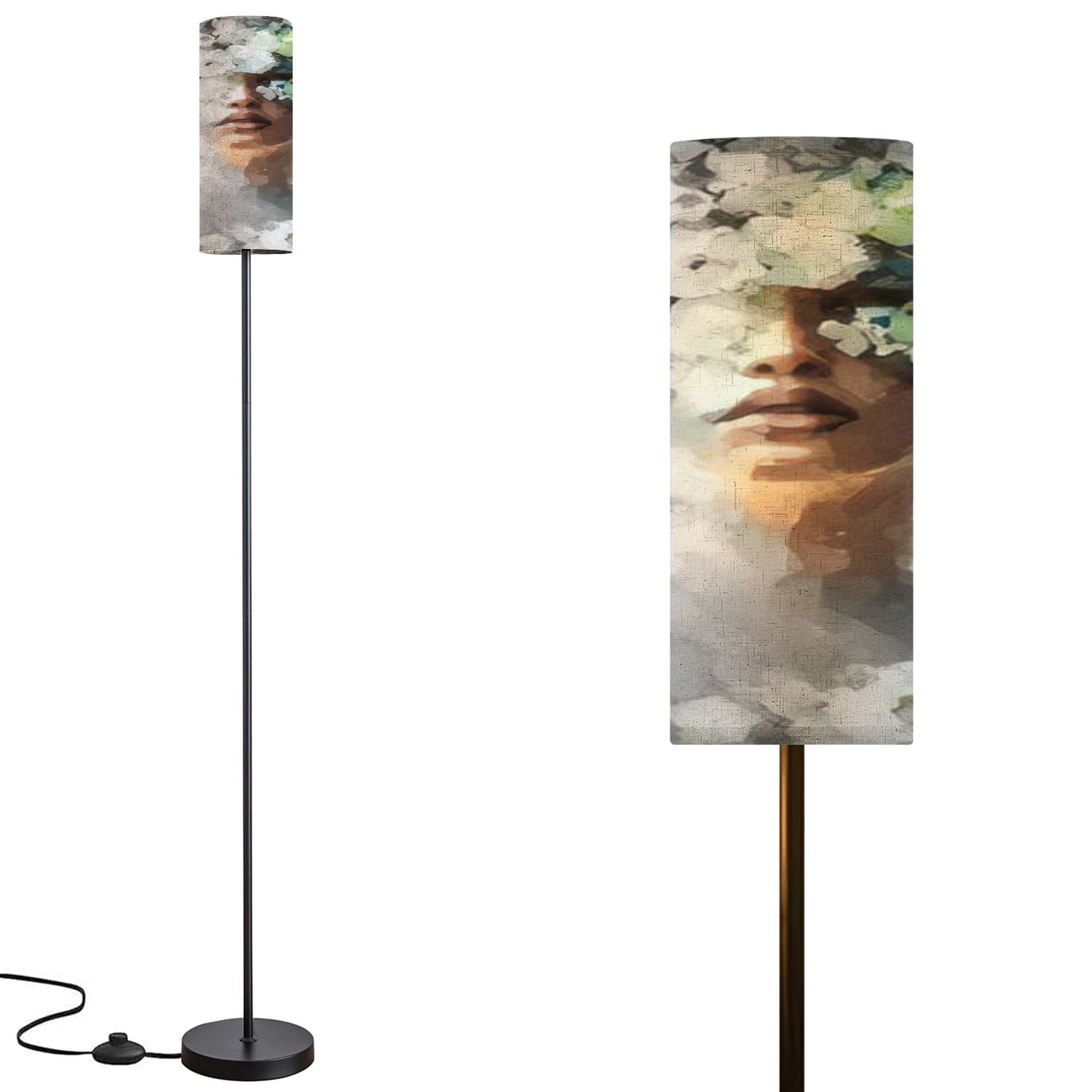 Modern Standing Floor Lamp Abstract paint black white color portrait ...