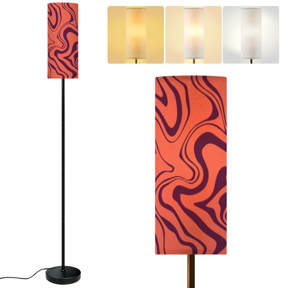 Modern Standing Floor Lamp Abstract purple coral psychedelic waves ...
