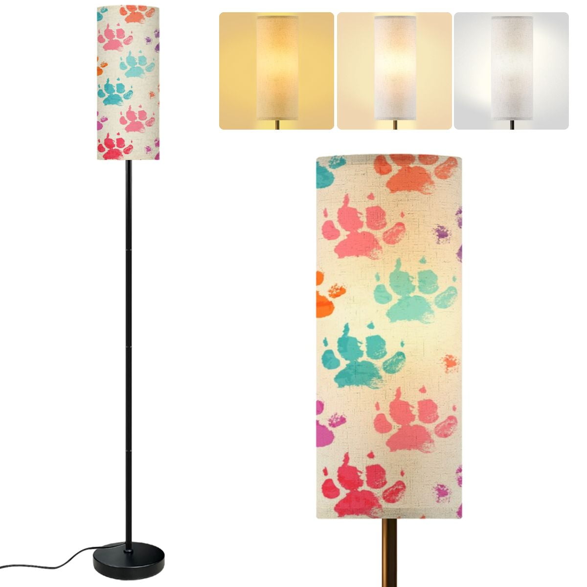 Modern Standing Floor Lamp Abstract seamless bright colorful ink prints ...