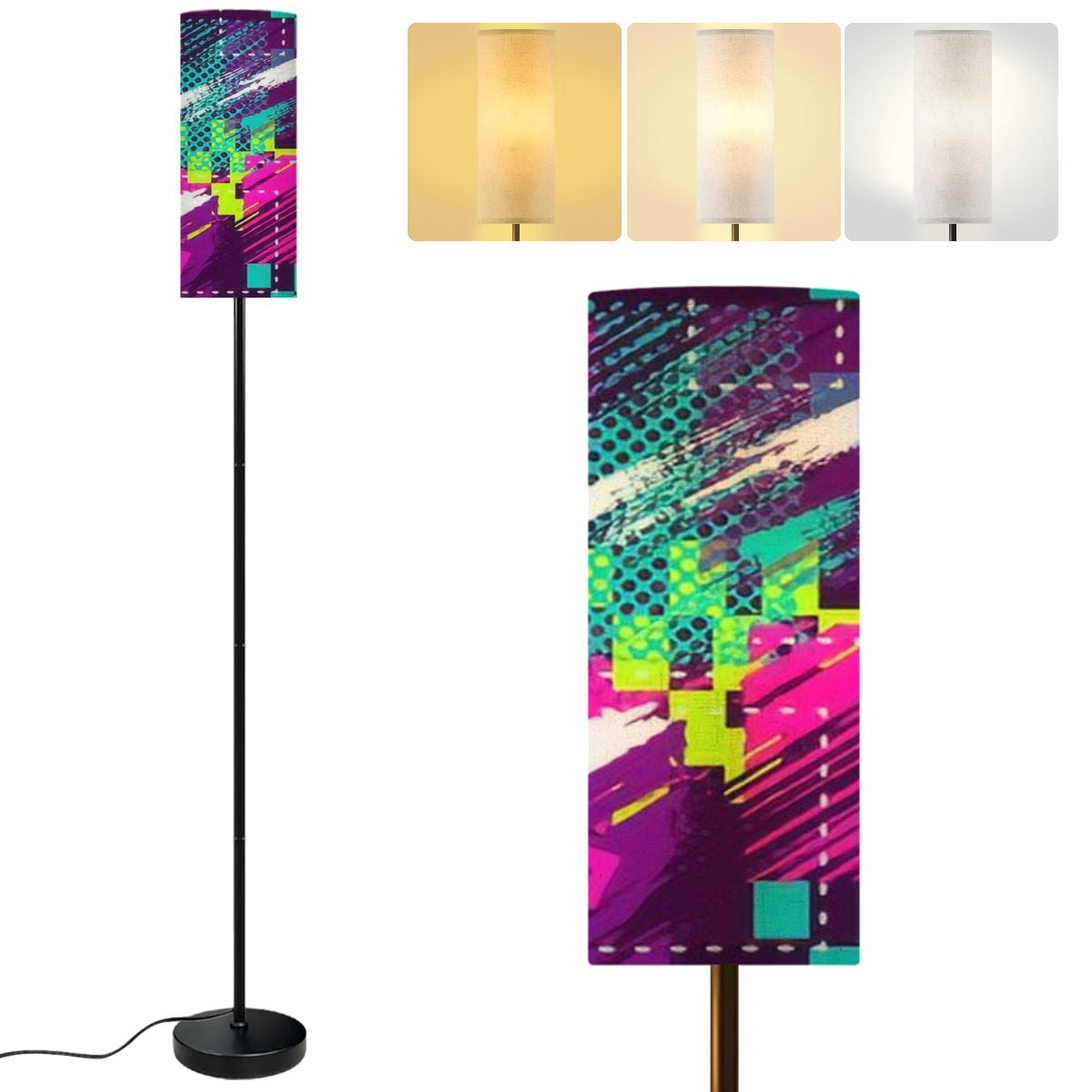 Modern Standing Floor Lamp Abstract seamless chaotic pattern urban ...
