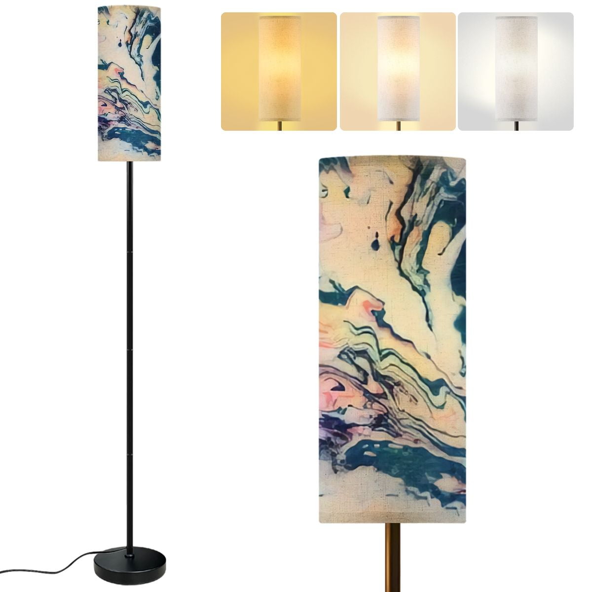 Modern Standing Floor Lamp Abstract seamless pattern Marble colorful ...