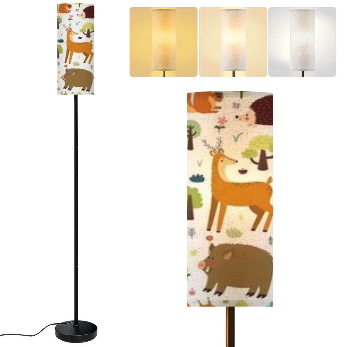 Modern Standing Floor Lamp Adorable forest characters seamless pattern ...