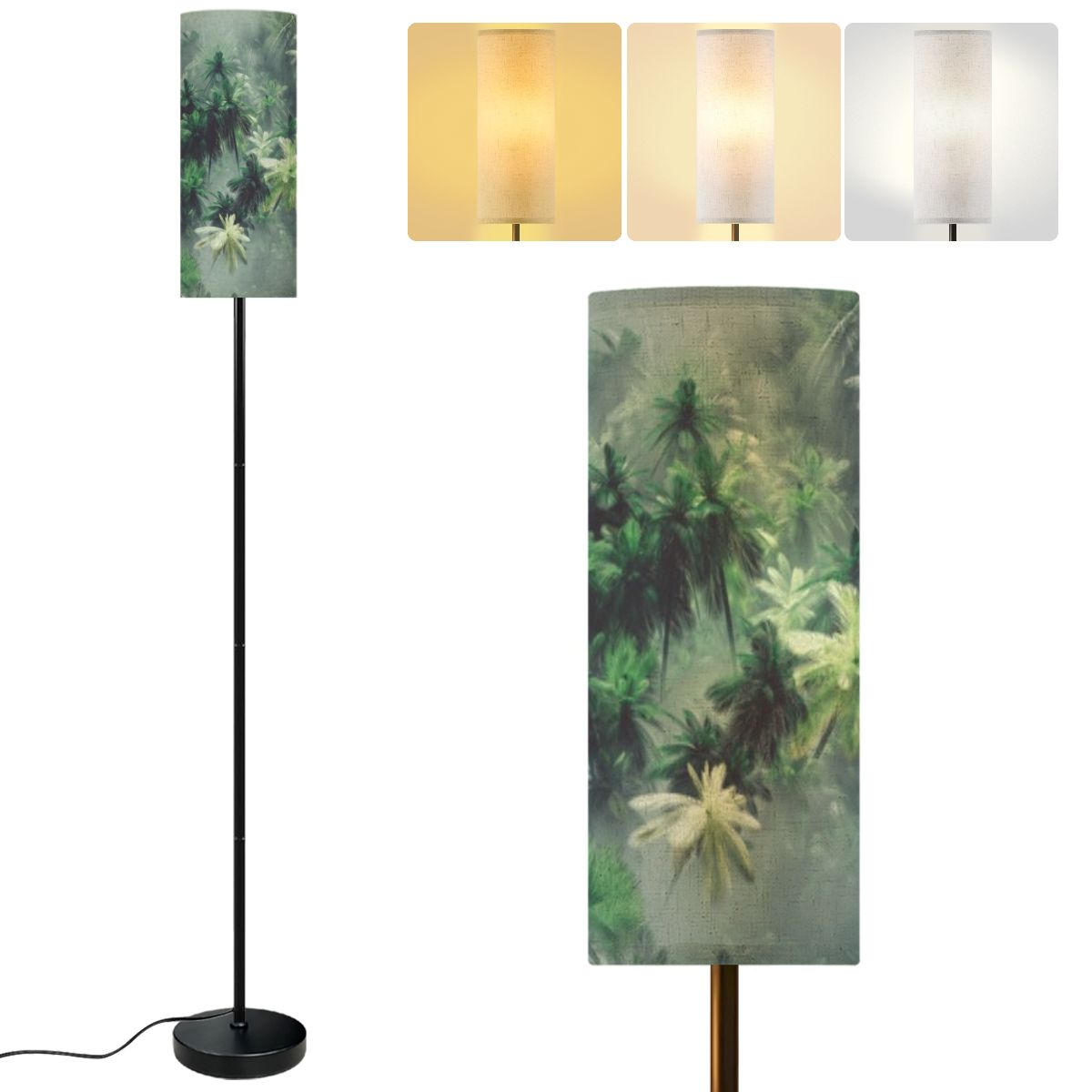 Modern Standing Floor Lamp Aerial rocky landscape palms mist 3D ...