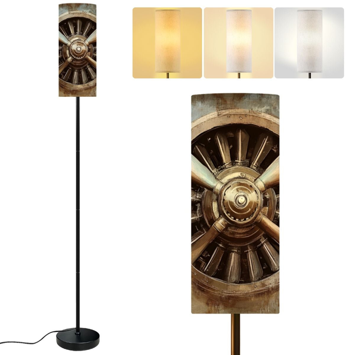 Modern Standing Floor Lamp Aircraft Propeller Vintage Airplane Retro ...