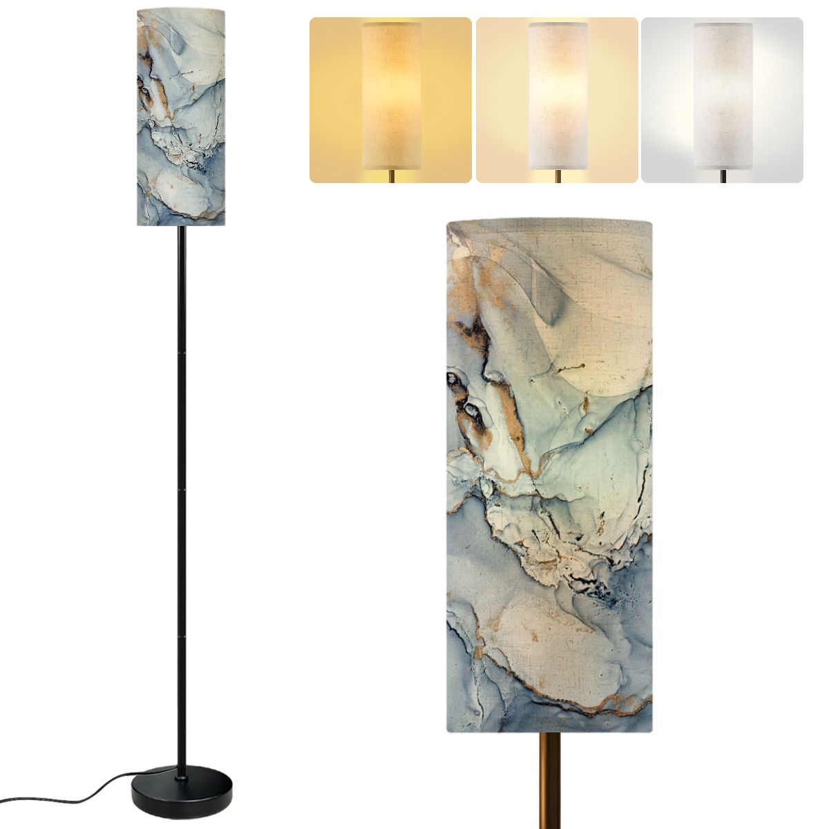 Modern Standing Floor Lamp Alcohol ink colors translucent Abstract ...