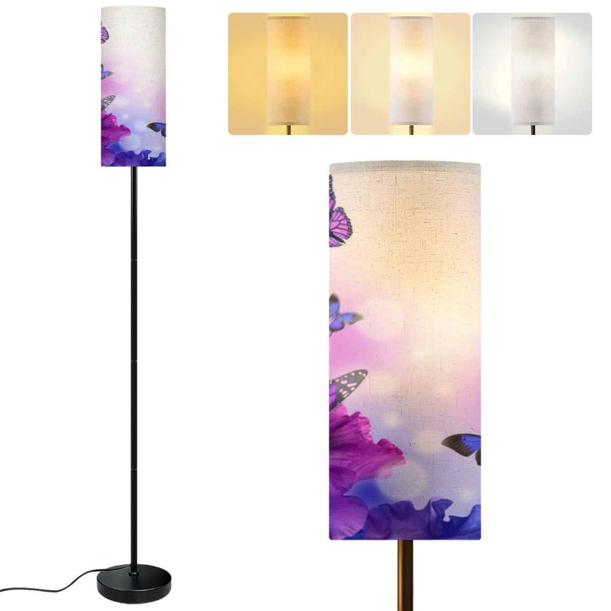 Modern Standing Floor Lamp Amazing butterfly fairy flowers hydrangeas ...