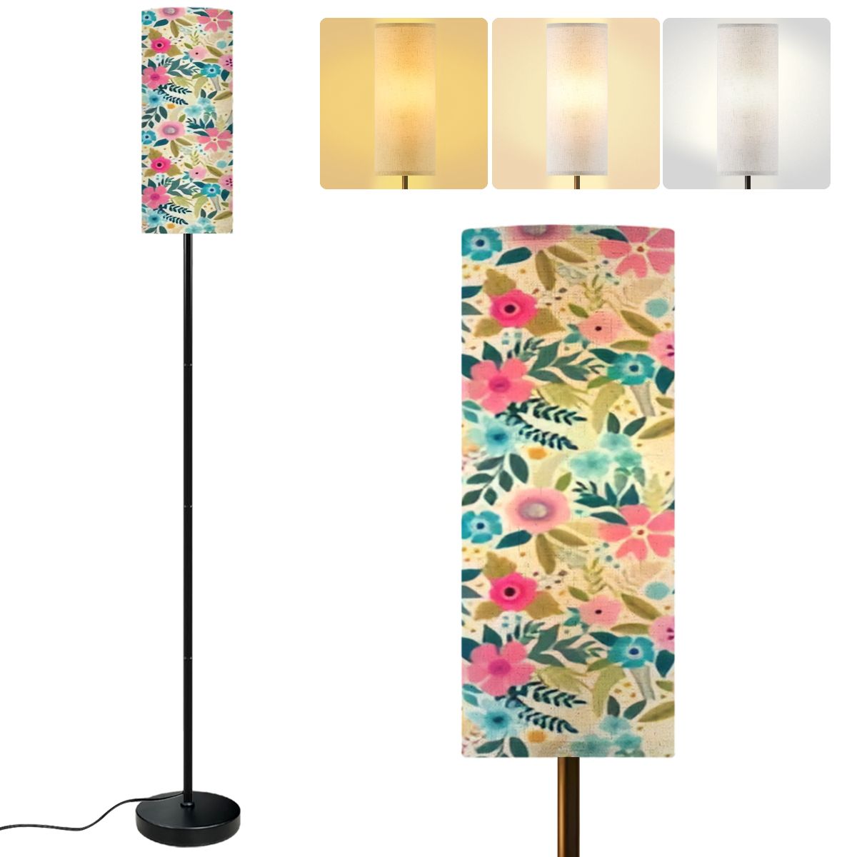 Modern Standing Floor Lamp Amazing seamless floral pattern bright ...