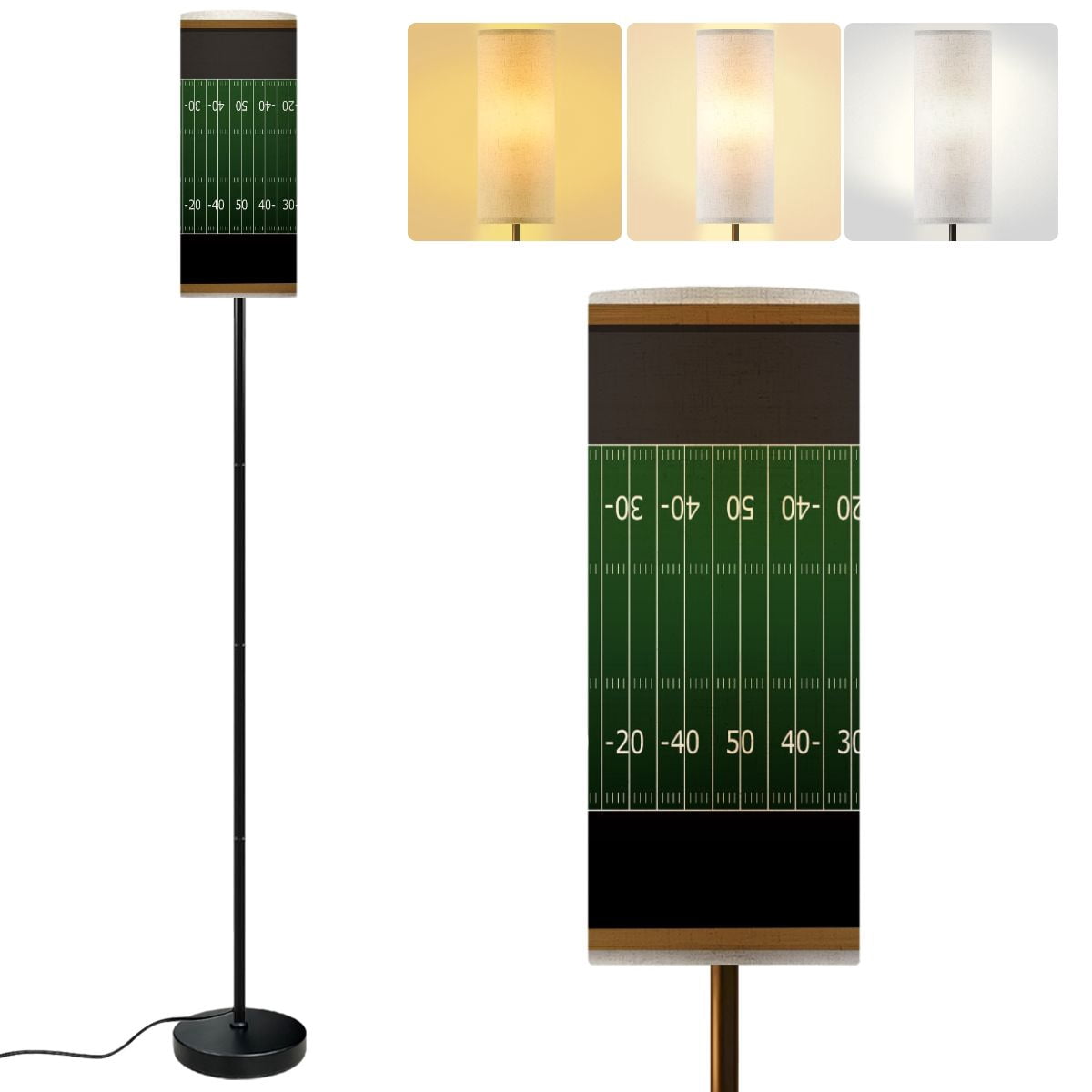 Modern Standing Floor Lamp American football field chalk markings black ...